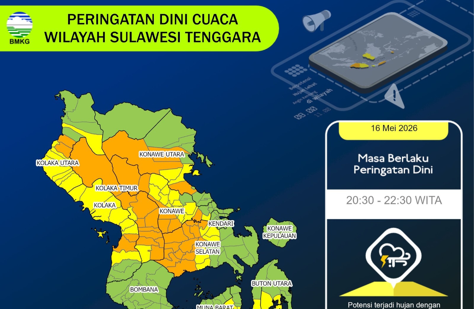 Prakiraan Cuaca Wilayah Sultra (17 Mei 2026)